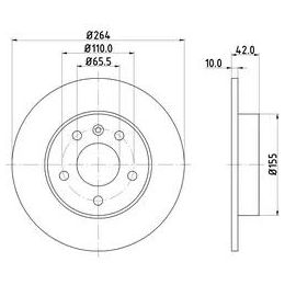 DON Bremsscheibe PCD10072 hinten rechts links voll 264mm f&uuml;r VAUXHALL OPEL 95526658 569109 9117772
