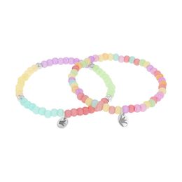 Armband Set Prinzessin Lillifee "bunt in Regenbogenfarben", silber (edelstahlfarben, mehrfarbig), Armb&auml;nder, M&auml;dchen, 15cm, Edelstahl Kunststoff, Edelstahl, Kunststoff