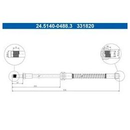 ATE Bremsschlauch 24.5140-0488.3 vorne rechts links f&uuml;r MERCEDES-BENZ A2124200648 2124200648