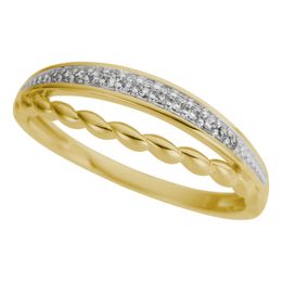 Firetti Damen Fingerring "Schmuck Geschenk Gold 333 Damenring Goldring Kreis rund bicolor", 19, 0,08 P2 = erkennbare Einschl&uuml;sse, Diamanten Gelbgold