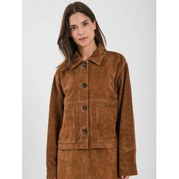 Outdoorjacke NORR "NORR Jacket Nathalia", Damen, Gr. 36, braun (cognac), Obermaterial: 100% Leder, Jacken Outdoorjacke