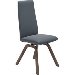 Polsterstuhl stressless "Laurel", blau (atlantic blau batick, walnuss), B:49cm H:105cm T:60cm, Leder BATICK: BATICK ist ein leicht korrigiertes, durchgef&auml;rbtes und genarbtes M&ouml;belleder, bei dem die meisten Unebenheiten und Spuren in der Regel entfernt wurden., St&uuml;hle, Polsterstuhl, High Back, Gr&ouml;&szlig;e M, mit schr&auml;ggestellten Beinen in Walnuss