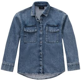 Yigga M&auml;dchen Jeans-Bluse mit Druckkn&ouml;pfen