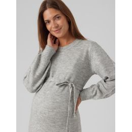 MAMALICIOUS Damen Umstandskleid "MLNEWANNE L/S ABK KNIT DRESS A. NOOS", grau, Gr. S, meliert, Strick, Obermaterial: 50% Polyacryl, 50% Polyester,