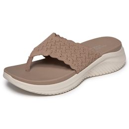 Skechers Damen Zehentrenner "ULTRA FLEX 3.0 SANDAL-RHYTHM WAVES", Gr. 41, beige, Textil, Schuhe, Sommerschuh, Strandschuh, Urlaubsschuh mit Yoga Foam