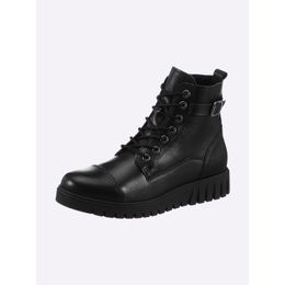 Heine Schn&uuml;rstiefelette, Schwarz, Gr. 41, Damen, Stiefeletten, Material: Rindsleder