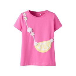 name it T-Shirt M&auml;dchen Gr&ouml;&szlig;e 92 elfenbein / himbeer / wei&szlig;