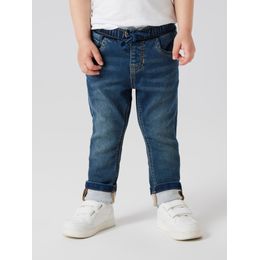 name it Jungen Schlupfjeans "NMMRYAN SLIM SWE JEANS 2472-TH NOOS", blau, Gr. 128, leichte Abriebeffekte, Denim/Jeans, Obermaterial: 70% Baumwolle,