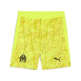 Puma Sporthose "Olympique de Marseille 25/26 Torwartshorts Herren", gelb, Gr. XS, bedruckt, Obermaterial: 100% Polyester, Hosen