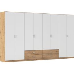 Dreht&uuml;renschrank Rauch "Kleiderschrank Garderobe GAMMA Breiten 91/136/181/226/271/315/360 cm", eiche artisan, alpinwei&szlig;, griffe alu, B:360cm H:210cm T:54cm, Holzwerkstoff, Schr&auml;nke, Dreht&uuml;renschrank, mit Schubladen, verschiedene Griff-Varianten TOPSELLER MADE IN GERMANY