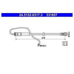 ATE Bremsschlauch 24.5152-0317.3 vorne rechts mit Rohrleitung f&uuml;r VAG 8W0611708B