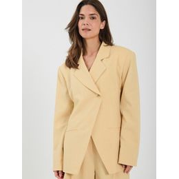 Blusenblazer NORR "NORR Blazer Alli", Damen, Gr. 40, dusty gelb, Obermaterial: 90% Polyester, 6% Viskose, 4% Elasthan, Blazer Blusenblazer