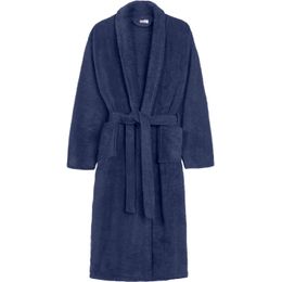 Unisex-Bademantel HIP "HIP Bathrobe uni - Blue" Gr. S, blau, L:113cm, Walkfrottee, Hausm&auml;ntel, Schalkragen, G&uuml;rtel, Taschen, Baumwolle, Frottee, Weich