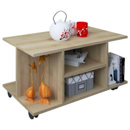 Couchtisch Vcm "Holz Sofatisch Couchtisch Rollen Findula", braun (sonoma, eiche), B:80cm T:40cm, Tische, Couchtisch