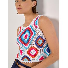 Apricot Diamond Crochet Crop Vest Top ' ' Damen Gr&ouml;&szlig;e L rot