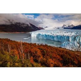 Fototapete papermoon "GLETSCHER-PATAGONIEN GEBIRGE WALD BERGE SONNE STEINE", bunt, B:5m L:2,8m, Vlies, Tapeten