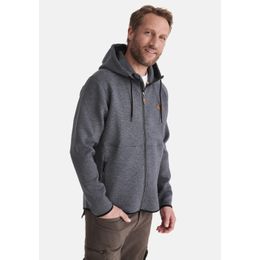 Sweatjacke HERO by John Medoox "SAMUEL Sweatjacke mit Kapuze", Herren, Gr. M, beige (grau stone meliert), angeraute Sweatware, 60% Polyester, 35% Viskose, 5% Elasthan, regular fit, ohne Ausschnitt, Sweatjacken Sweatjacke, Soft Sweat Regularfit Casual Sweat f&uuml;r Herren