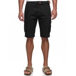 Cargoshorts INDICODE "INMonroe", Herren, Gr. S, N-Gr, schwarz, Web, Obermaterial: 100% Baumwolle, unifarben, regular fit knielang, Hosen