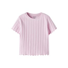 Kurzarmshirt name it "NKFNORALINA SS CROP TOP NOOS", M&auml;dchen, Gr. 122/128, pirouette, Jersey, Obermaterial: 95% Baumwolle, 5% Elasthan, unifarben, regular fit normal, Rundhals, gewellter Abschluss, Shirts, Baumwollmischung mit Stretch, gewellte Abschl&uuml;sse