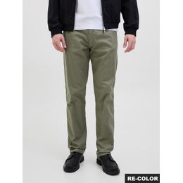 Jack & Jones Stoffhose JACK & JONES "JPSTKANE HYBRID BONDI JOGGER SN", Herren, Gr. M, N-Gr, deep lichen gr&uuml;n, Web, Obermaterial: 80% Baumwolle, 20% Leinen, relaxed fit kn&ouml;chellang, Hosen Stoffhose