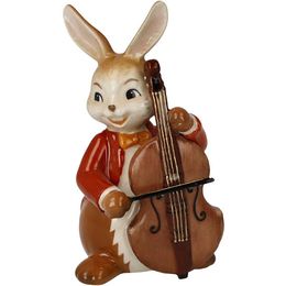 Osterhase Goebel "Figur Hase - Fr&ouml;hlicher Bassist", bunt, B:4,5cm H:8cm T:4cm, Steingut, Dekofiguren, Osterfigur, Dekofigur, Ostern, Osterdekoration