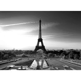 Fototapete papermoon "Paris Eiffelturm Schwarz & Wei&szlig;", schwarz (schwarz, wei&szlig;), B:4,5m L:2,8m, Vlies, Tapeten