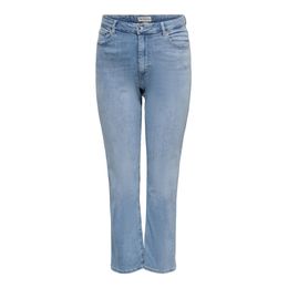 Straight-Jeans Only CARMAKOMA "CARWILLY HW STRAIGHT DNM TAI1467 NOOS", Damen, Gr. 50, L&auml;nge 32, light blau denim, Denim/Jeans, Obermaterial: 92% Baumwolle, 6% Elastomultiester, 2% Elasthan, unifarben, regular fit kn&ouml;chellang, Jeans Straight-Jeans