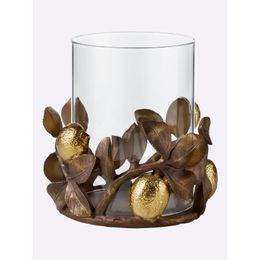 HEINE HOME Windlicht, Braun, Gr. H/B/T ca. 21/21/21 cm, Deko-Artikel, Material: Polyresin