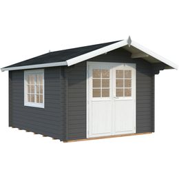 Gartenhaus Palmako "Sally", dunkelgrau, wei&szlig;, Fu&szlig;boden im Gartenhaus, ohne Dacheindeckung, Massivholz, Gartenh&auml;user, Gartenhaus, verschiedene Farben