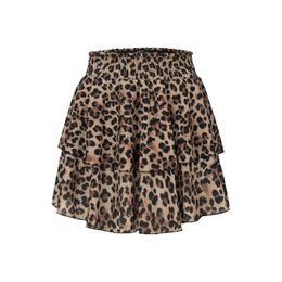 CLOUD 5IVE Damen Sommerrock "CLOUD 5IVE Tiered Mini Skirt", braun, Gr. XS, 95% Polyester, 5% Elasthan, R&ouml;cke