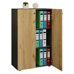 Aktenschrank Vcm "B&uuml;roschrank B&uuml;cher Ordner Aktenschrank Lona 3fach", braun (anthrazit, honig, eiche), B:70cm T:40cm, Obermaterial: 100% Holz Wood., Schr&auml;nke