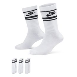 Sportsocken Nike Sportswear "EVERYDAY ESSENTIAL CREW SOCKS (3 PA", Herren, Gr. M (38/41), schwarz-wei&szlig; (wei&szlig;, schwarz, schwarz), Obermaterial: 100% Textilmaterial, Socken Sportsocken