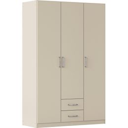 Dreht&uuml;renschrank Rauch "Kleiderschrank Garderobe GAMMA Breiten 91/136/181/226/271/315/360 cm", beige (champagner), griffe chrom, B:136cm H:210cm T:54cm, Holzwerkstoff, Schr&auml;nke, Dreht&uuml;renschrank, mit Schubladen, verschiedene Griff-Varianten TOPSELLER MADE IN GERMANY