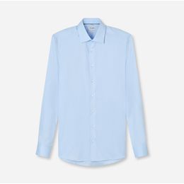 OLYMP Herren Langarmhemd "Level Five", blau, Gr. 43, Web, Obermaterial: 97% Baumwolle, 3% Elastolefin, Hemden, Under-Button-down-Kragen,
