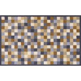 Fu&szlig;matte TURTLE MAT "und L&auml;ufer Neutral Squares", bunt, B:75cm H:9mm L:120cm, Obermaterial: 85% Baumwolle, 15% Viskose, Teppiche, Fu&szlig;matte