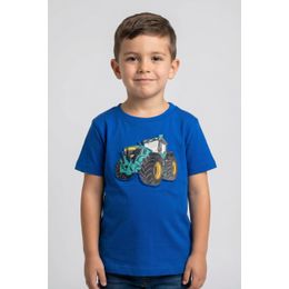 Blue Seven Jungen T-Shirt, blau, Gr. 104, bedruckt, Single Jersey, Obermaterial: 100% Baumwolle, Shirts, bequeme Passform, ohne Verschluss, bedruckte