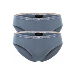 Emporio Armani Damen Slip "Slip Essential Studs Logo 2er Pack", Gr. S, blau, Obermaterial: 95% Baumwolle CO. 5% Elasthan EL., Unterhosen