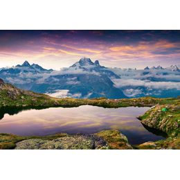 Fototapete papermoon "See mit Bergen im Hintergrund", bunt, B:4m L:2,6m, Vlies, Tapeten