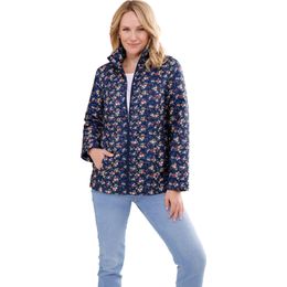 Damen Steppjacke mit Bl&uuml;ten-Druck marine-erdbeere-bedruckt, Gr&ouml;&szlig;e 50