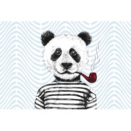 Fototapete ARCHITECTS PAPER "Atelier 47 Modern Panda 1", bunt (hellblau, rot, schwarz), B:4m L:2,7m, Vlies, Tapeten, Vlies, Wand, Schr&auml;ge, Decke