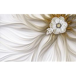 Fototapete papermoon "Muster mit Blumen gold", bunt, B:4,5m L:2,8m, Vlies, Tapeten