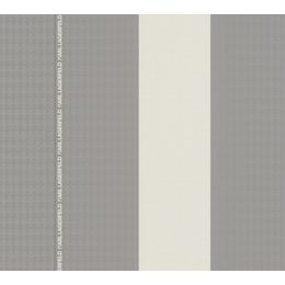 Vliestapete ARCHITECTS PAPER "Ribbon", grau (grau wei&szlig;), B:0,53m L:10,05m, Vinyl, Vlies, Tapeten, Streifentapete Tapete Designer Tapeten Wohnzimmer Schlafzimmer K&uuml;che