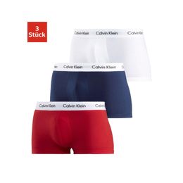 Trunk "Low Rise Trunk 3 PACK", Herren, Gr. M (6), 3 Stk., bunt (marine, wei&szlig;, rot), Obermaterial: 95% Baumwolle, 5% Elasthan, Calvin Klein Underwear, Unterhosen, mit wei&szlig;em Webbund