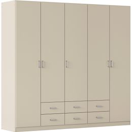 Dreht&uuml;renschrank Rauch "Kleiderschrank Garderobe GAMMA Breiten 91/136/181/226/271/315/360 cm", beige (champagner), griffe alu, B:226cm H:210cm T:54cm, Holzwerkstoff, Schr&auml;nke, Dreht&uuml;renschrank, mit Schubladen, verschiedene Griff-Varianten TOPSELLER MADE IN GERMANY