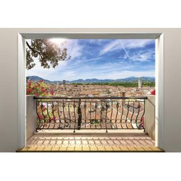 Fototapete Komar "Vlies - Balcony - Gr&ouml;&szlig;e 368 x 248 cm", bunt, B:3,68m L:2,48m, Vlies, Tapeten, Wohnzimmer, Schlafzimmer