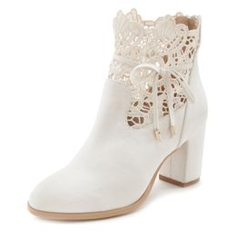 Lascana Damen High-Heel-Stiefelette "Herbststiefelette", Gr. 40, wei&szlig;, Obermaterial: 100% Textilmaterial. Decksohle: 100% Lederimitat. Futter: 100%