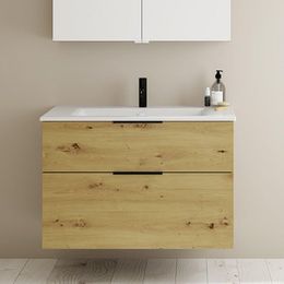 Burgbad Eqio Schrank mit Slim Keramik-Waschtisch, 2 Ausz&uuml;ge, SHBT092F5662C0001G0200,