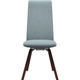 Polsterstuhl stressless "Laurel", blau (aqua dinamica, walnuss), B:49cm H:105cm T:60cm, Microfaser DINAMICA (88% Polyester, 12% Polyurethan), St&uuml;hle, Polsterstuhl, High Back, Gr&ouml;&szlig;e M, mit schr&auml;ggestellten Beinen in Walnuss