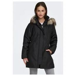 Parka Only "ONLMATHILDA WINTER FUR PARKA OTW", Damen, Gr. L, schwarz detail:nature fur, Web, Obermaterial: 100% Polyester, unifarben, Basic ca. Mitte Oberschenkel, Windstopperb&uuml;ndchen, Jacken Parka