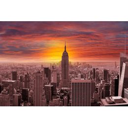 Fototapete papermoon "New York bei Sonnenuntergang", bunt, B:4,5m L:2,8m, Vlies, Tapeten